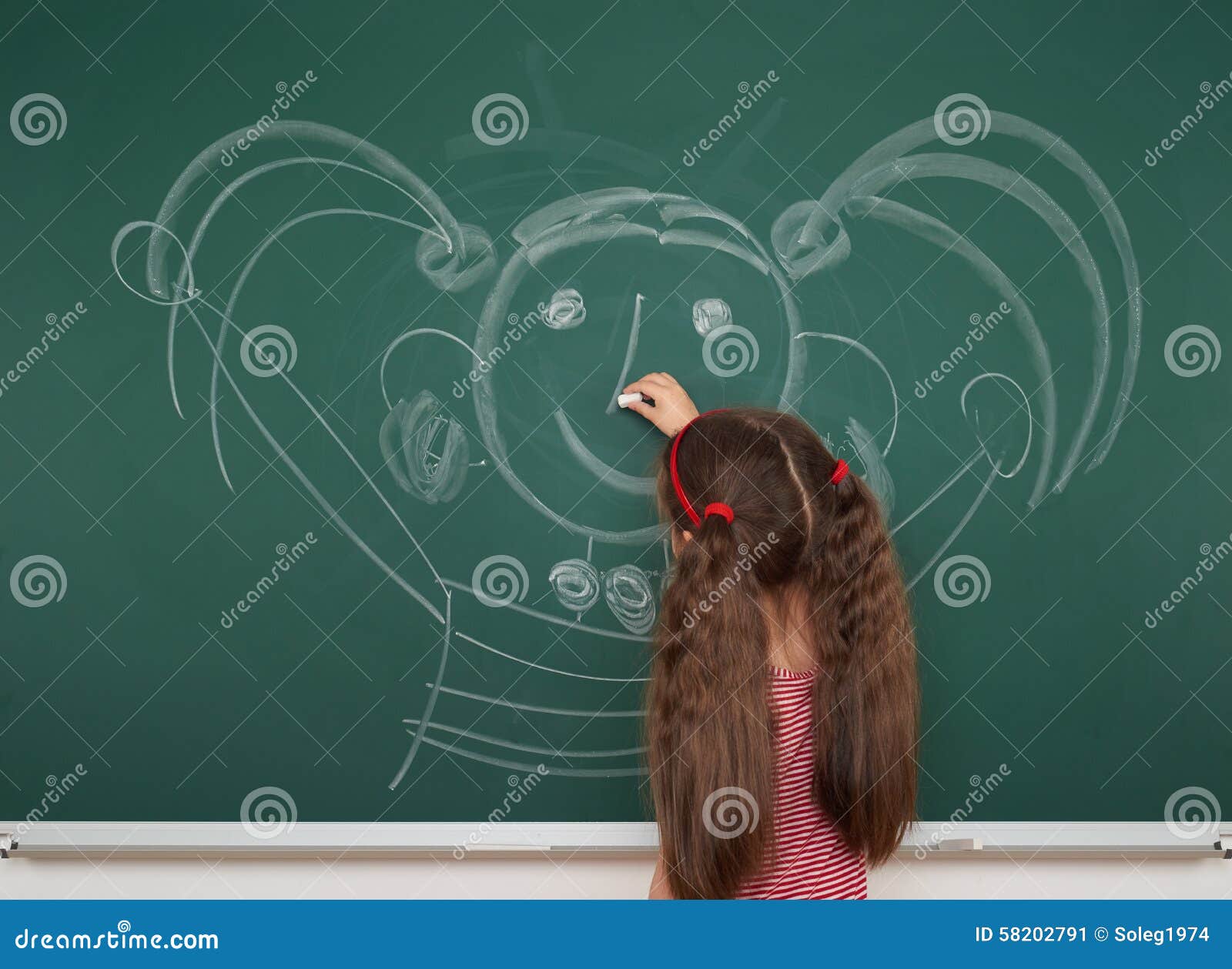 Girl Drawing on School Board Stock Illustration - Illustration of ...