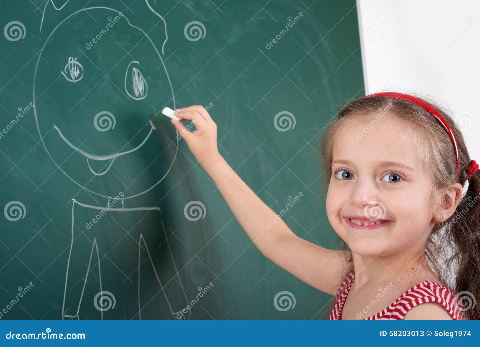 Girl Drawing on School Board Stock Image - Image of lesson, learn: 58203013