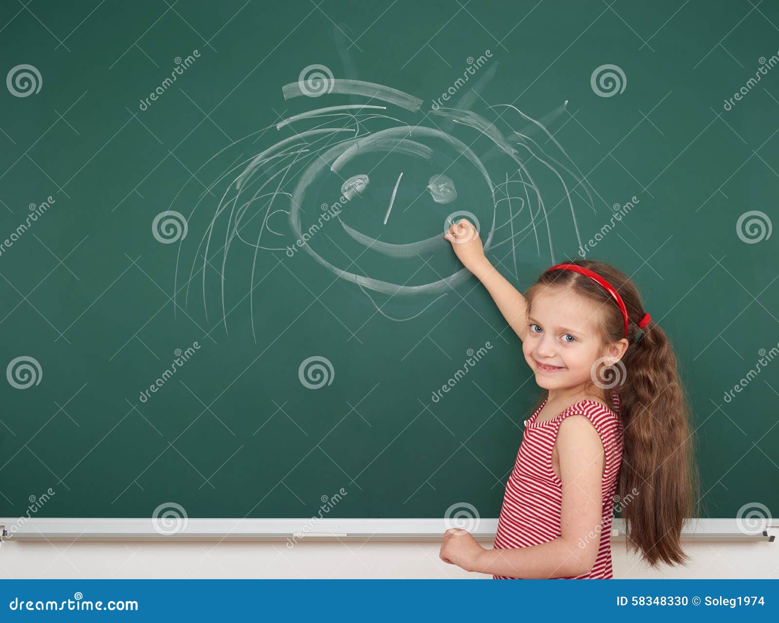 Girl Drawing on School Board Stock Photo - Image of little, childhood ...