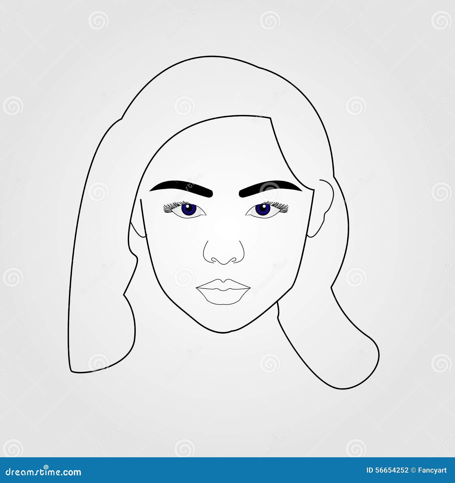 Girl drawn using lines stock vector. Illustration of eyes - 56654252