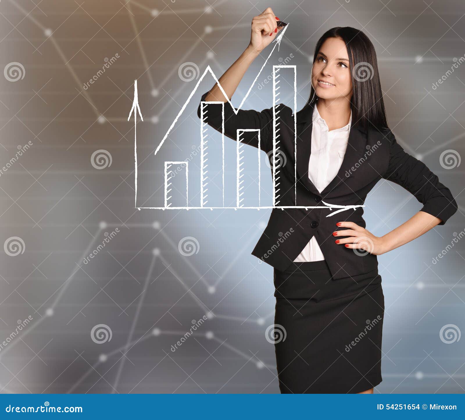 Girl Draws Arrow Bar Chart Standing Abstract Stock Photos - Free ...