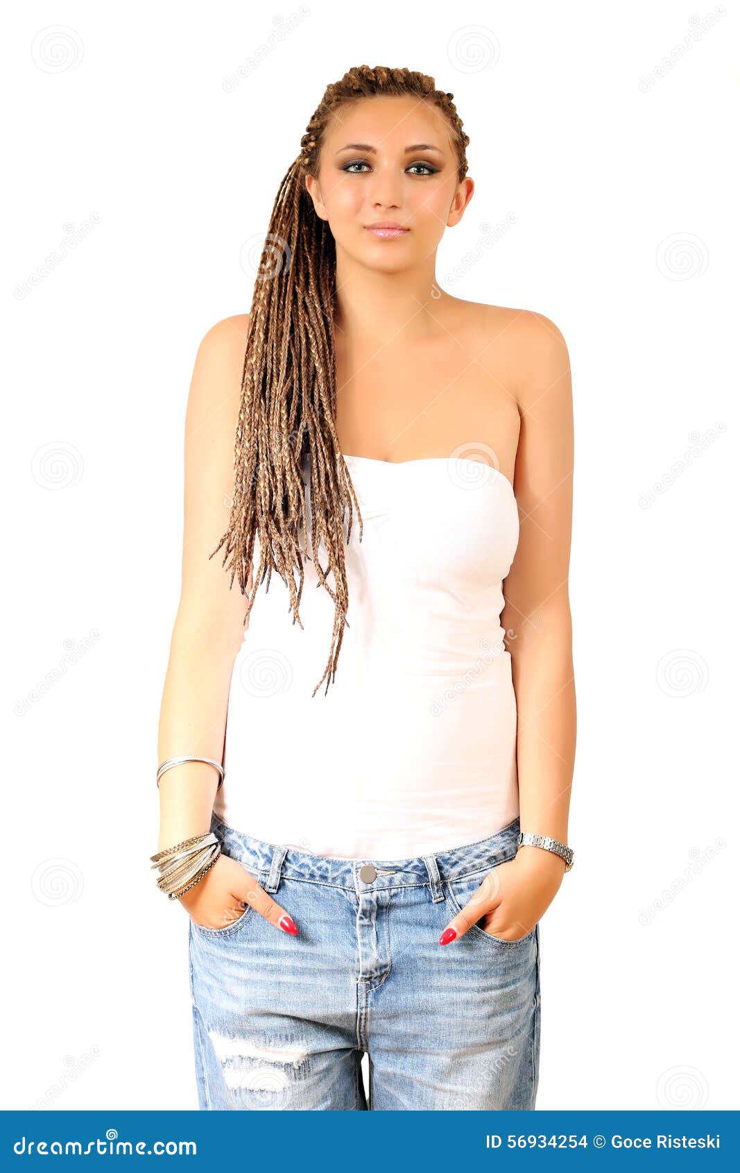 Girl with Dreadlocks Hair Posing Stock Photo - Image of female, pretty ...