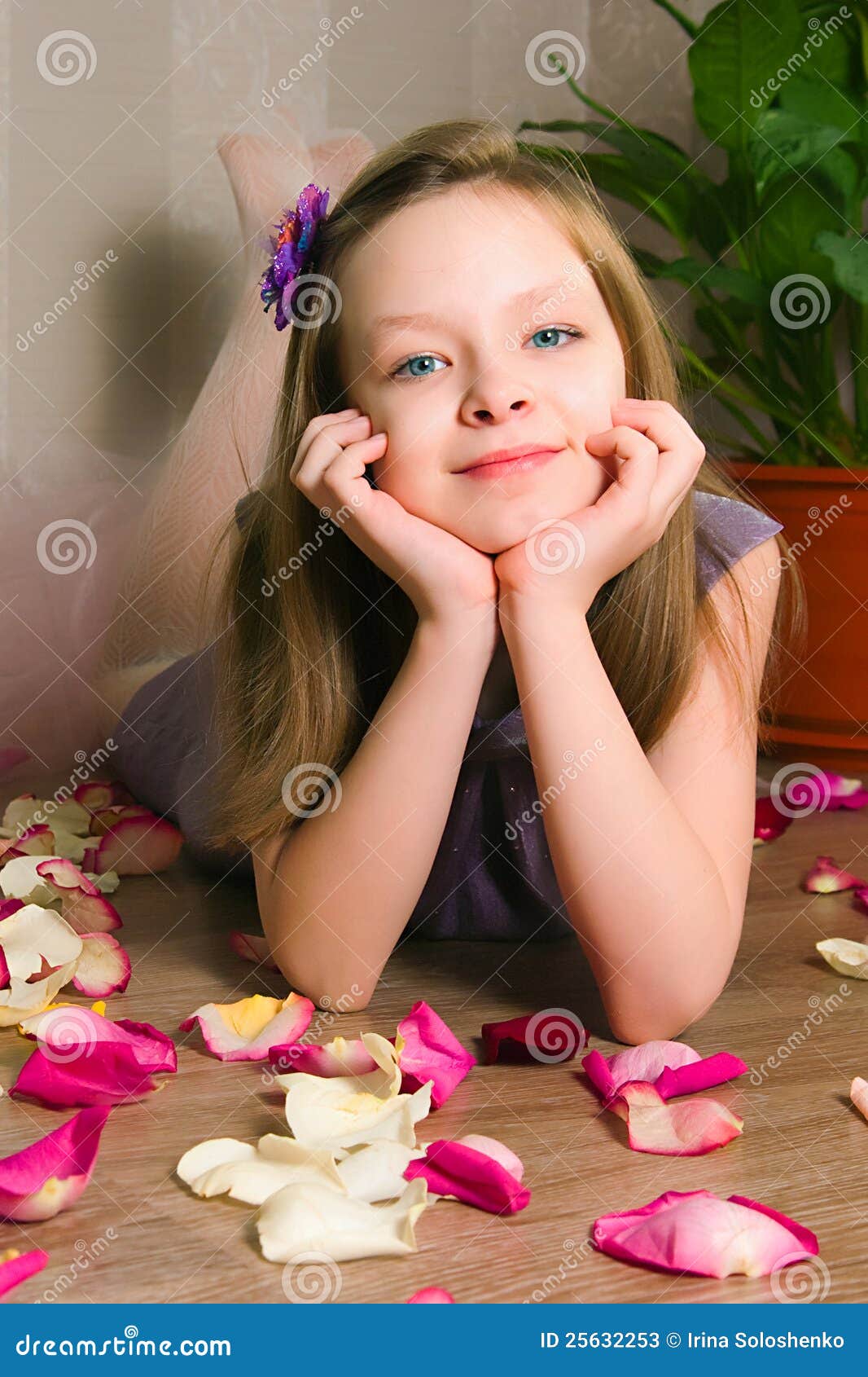 The girl dreams stock image. Image of smile, rose, head - 25632253