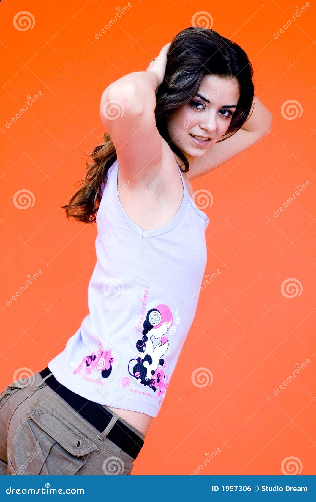 Girl in Dreamtime shirt stock photo. Image of attractive - 1957306