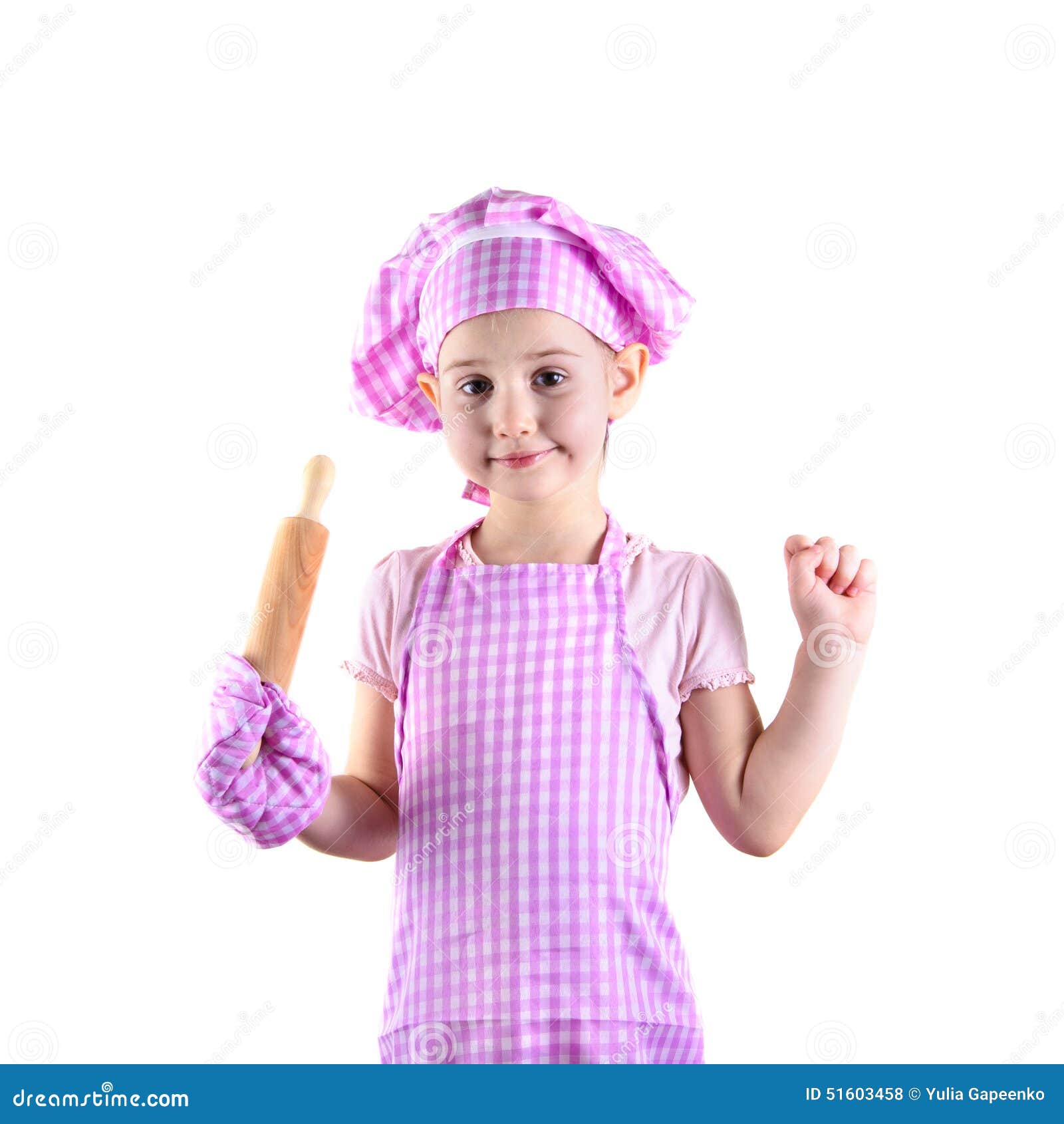 Girl Dressed As a Cook. Isolated Stock Photo - Image of black ...