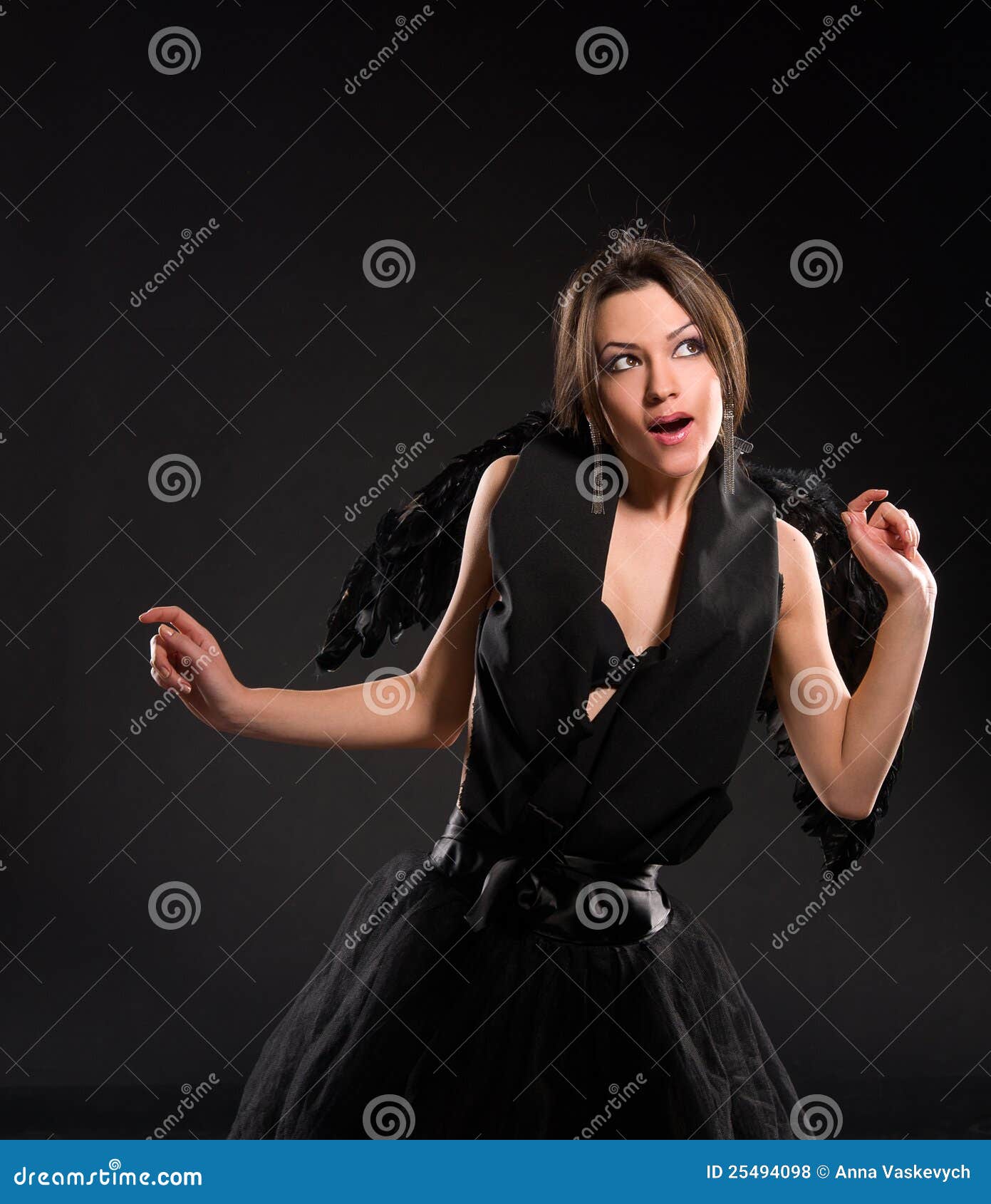 Girl dressed as an imp stock photo. Image of black, model - 25494098