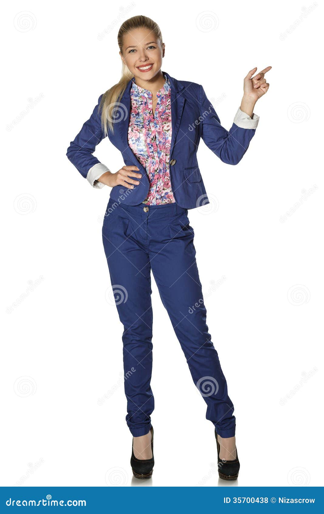 A Girl Dressed in a Full-length Shows Stock Photo - Image of clipboard ...