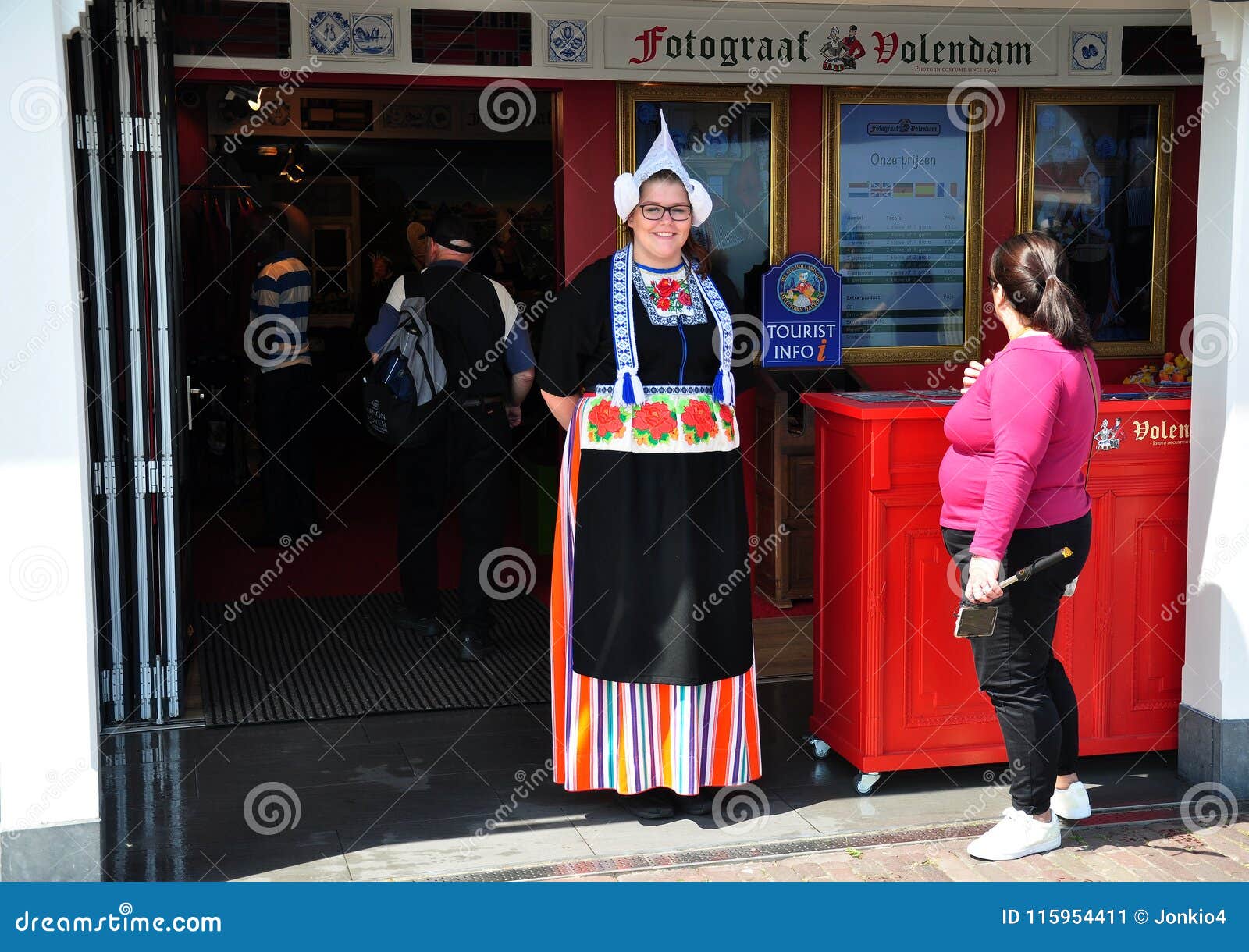 A Girl Dressed Up In Dutch Traditional Costume Volendam Netherlands