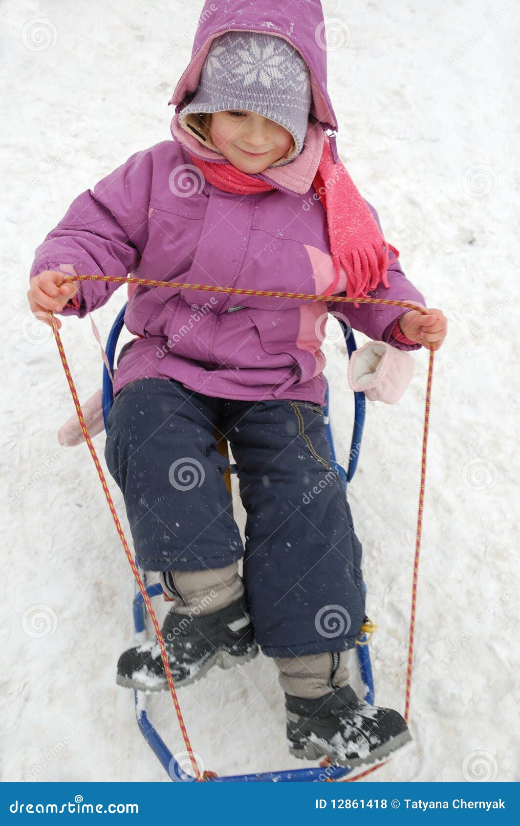 Girl dring in a a sliegh stock photo. Image of holiday - 12861418