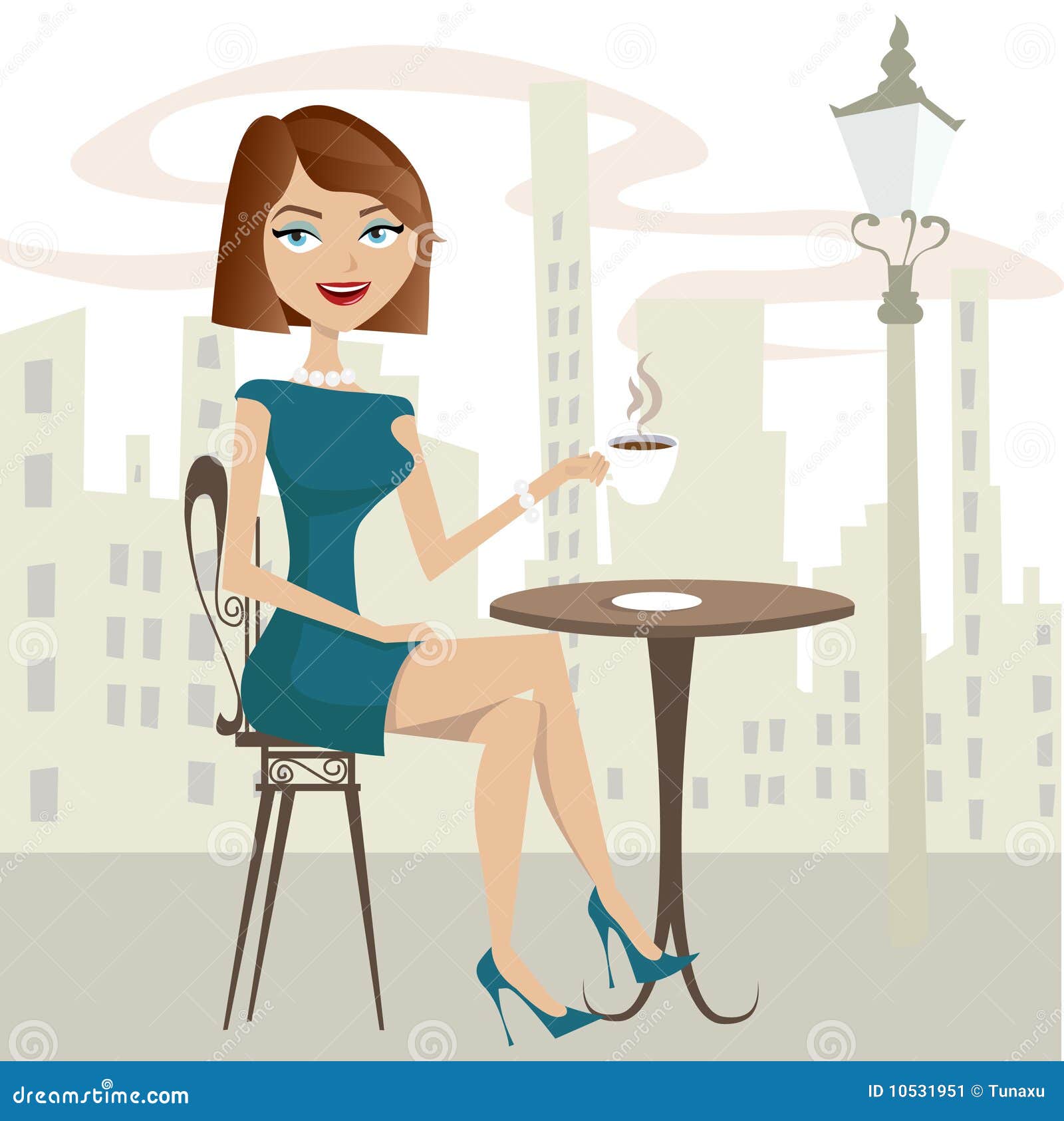 Girl drinking coffee stock vector. Illustration of dreaming - 10531951