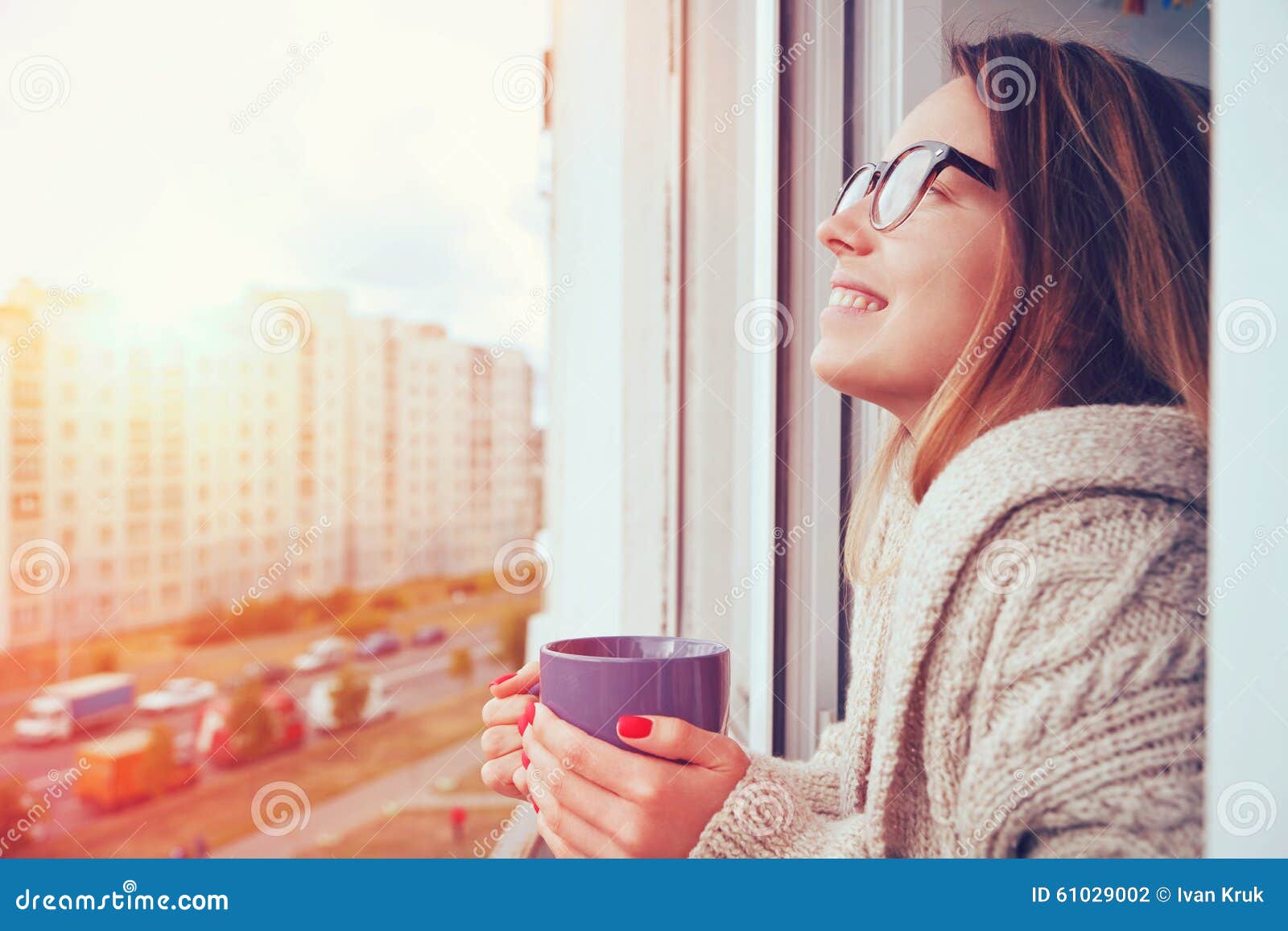 Girl Drinking Coffee in Morning Stock Photo - Image of enjoying, female ...