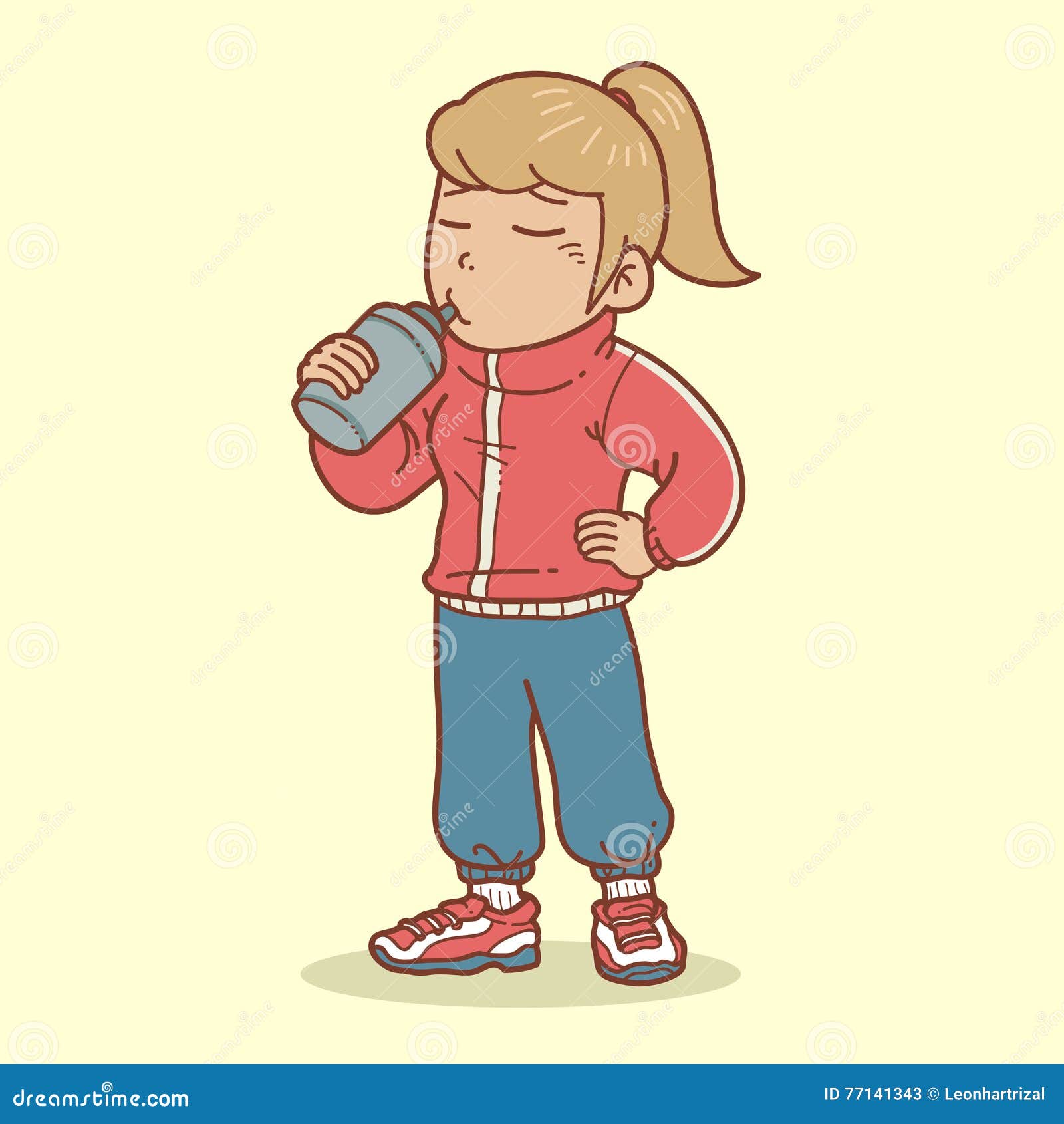 Girl Drinking after Exercise Stock Vector - Illustration of woman ...