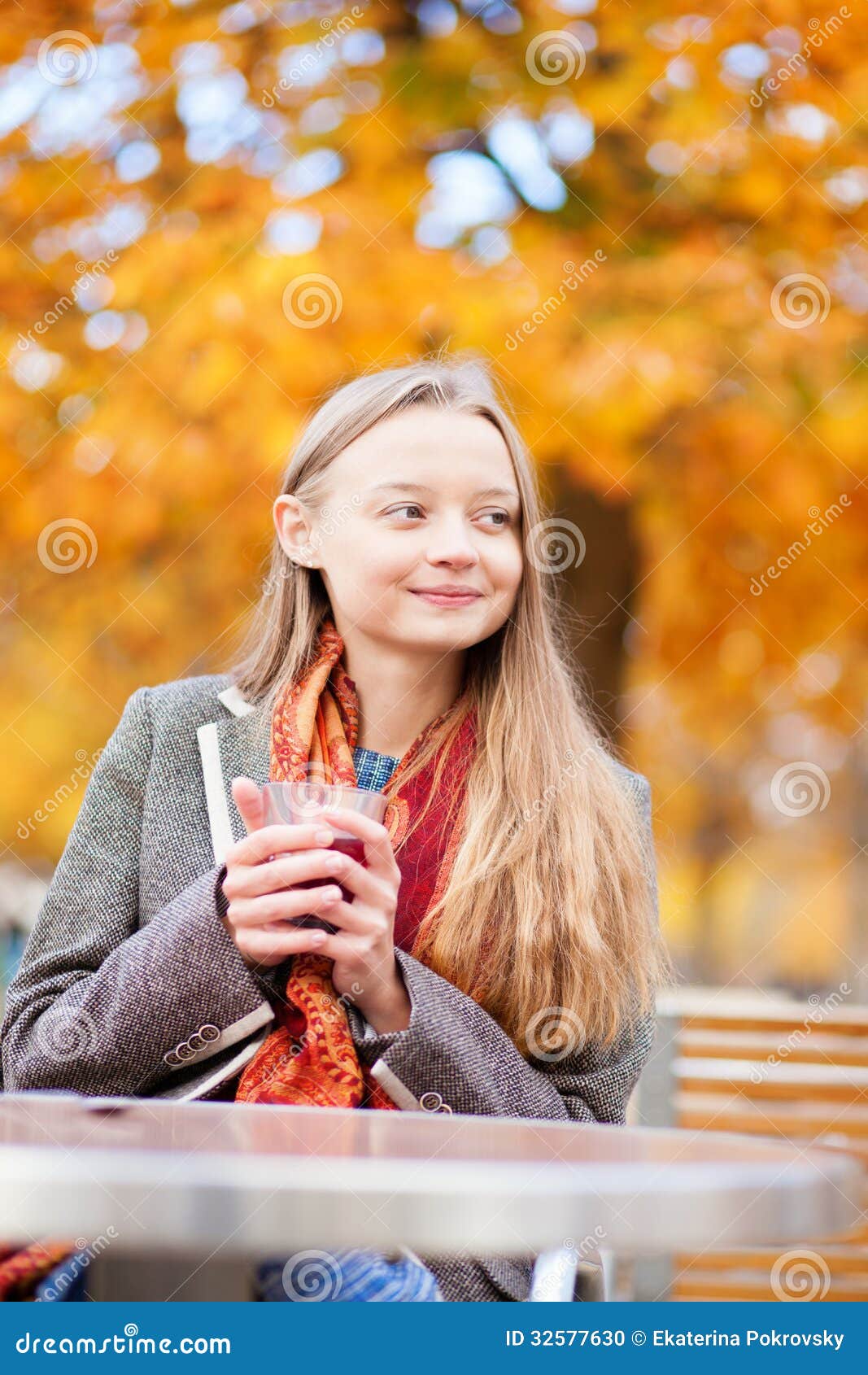 Girl Drinking Hot Wine in a Cafe Stock Photo - Image of outdoors ...