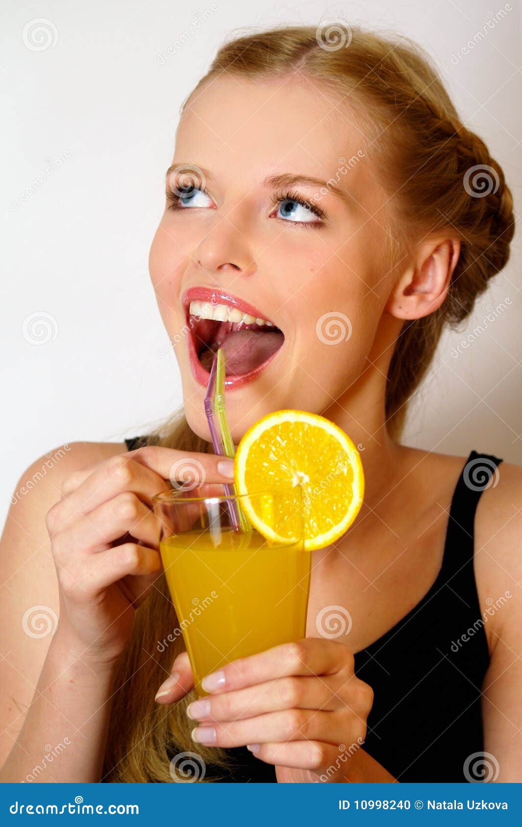 Girl drinking juice stock photo. Image of diet, fresh - 10998240