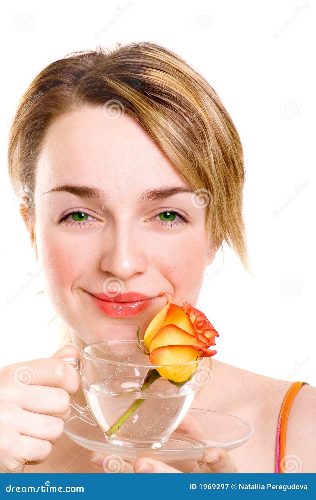 Girl Drinking a Refreshing Drink with Rose Stock Image - Image of herb ...