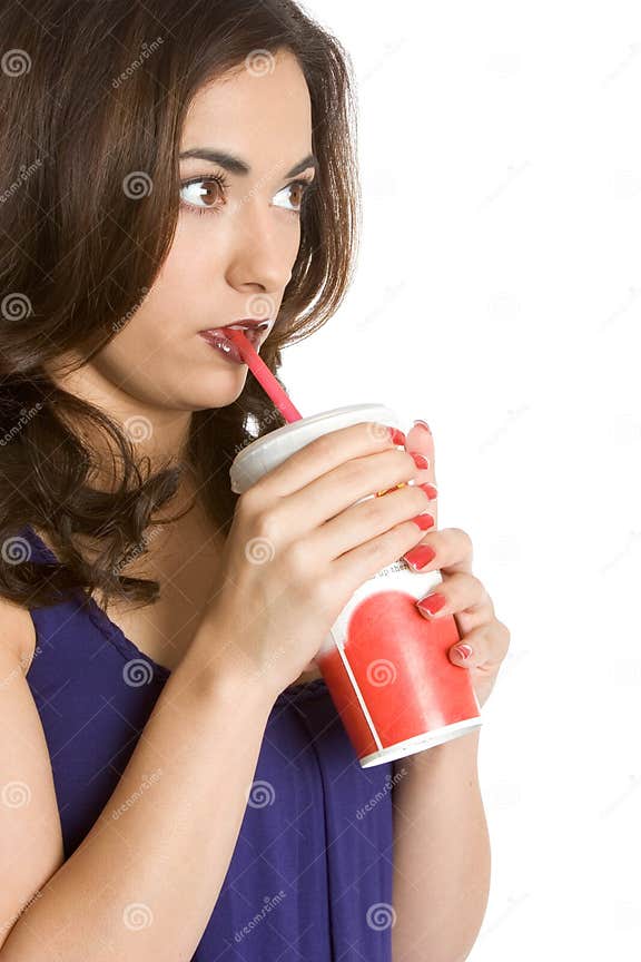 Girl Drinking Soda stock photo. Image of sipping, drink - 3820590