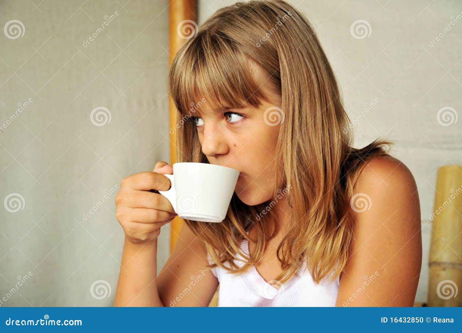 Girl drinking tea stock photo. Image of pretty, beauty - 16432850