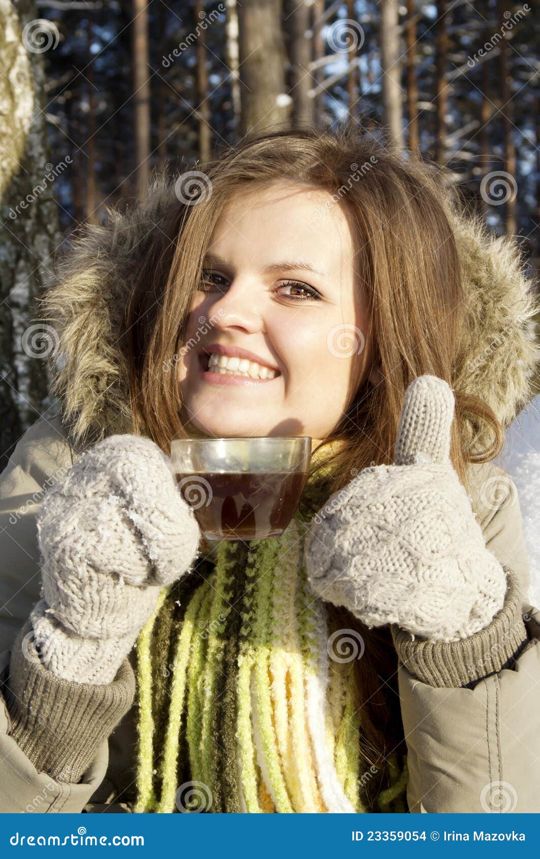 Girl Drinking Tea in Winter Stock Photo - Image of blonde, december ...