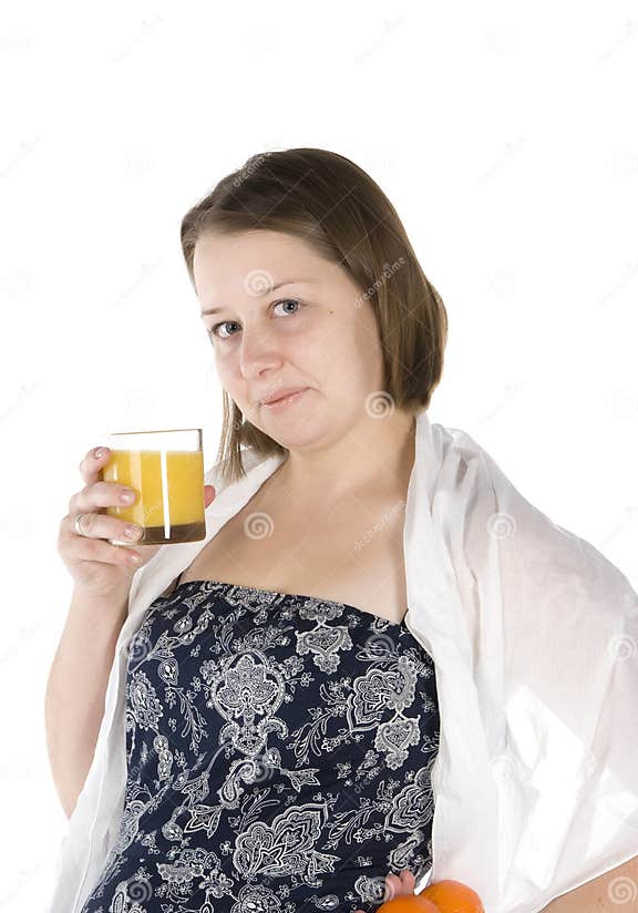 Girl Drinks Orange Juice Stock Image Image Of Pleasure 12672883