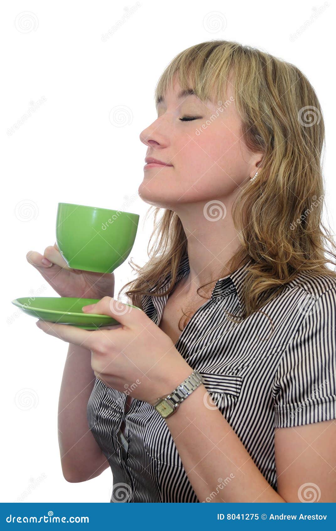 The girl drinks tea stock image. Image of happy, person - 8041275