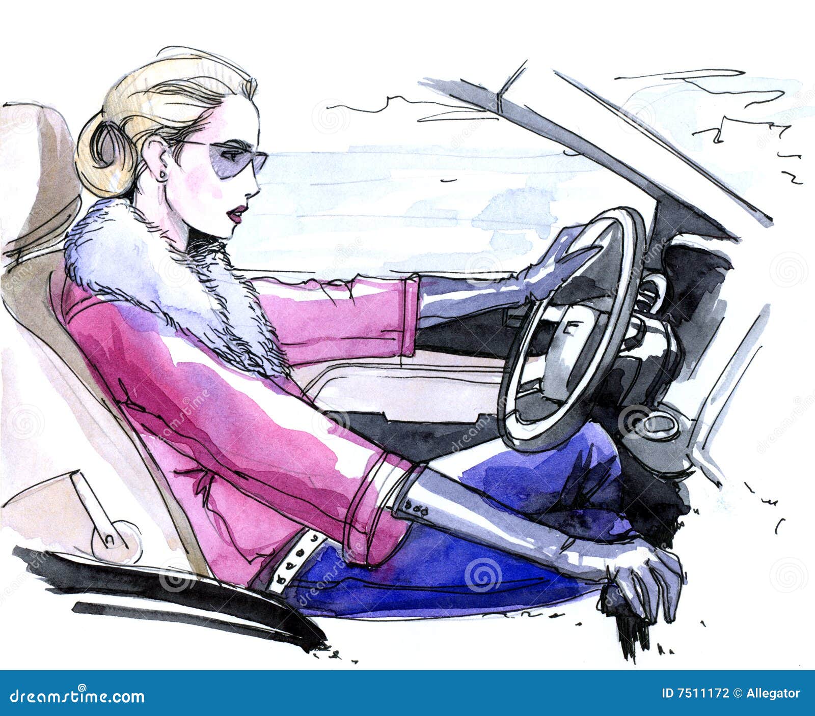 A girl-driver stock illustration. Illustration of woman - 7511172