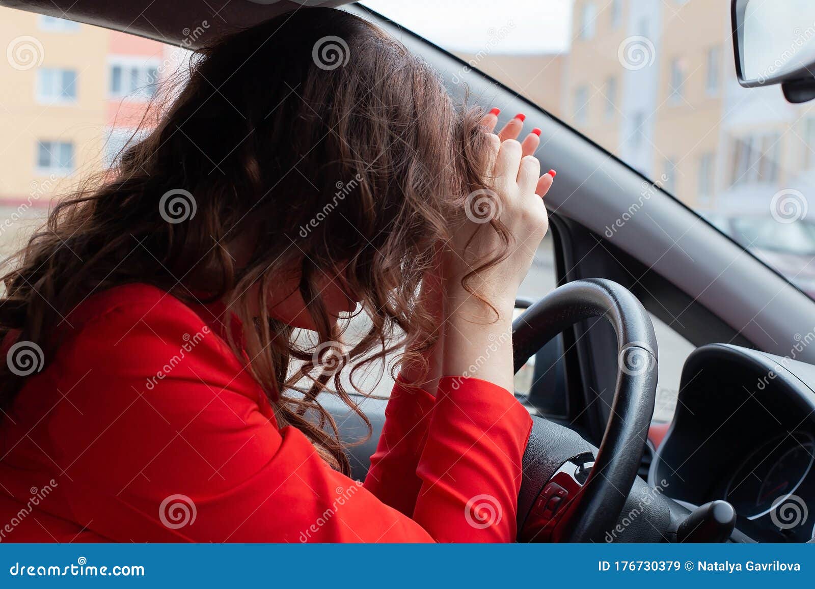 Girl is a Driver, Experiencing Stress Stock Image - Image of accident ...