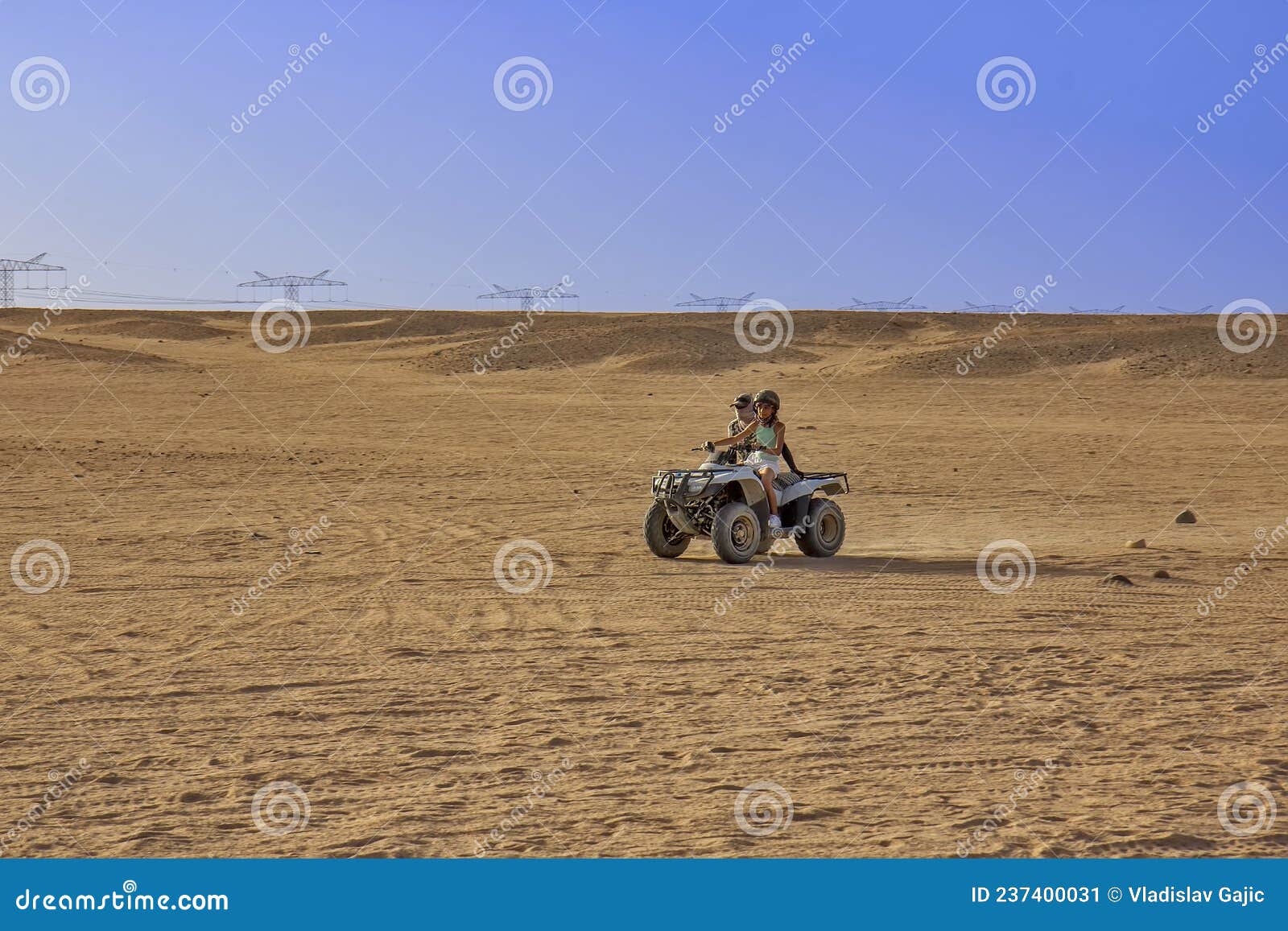 Girl Driving ATV in the Desert Stock Image - Image of activity, sport ...