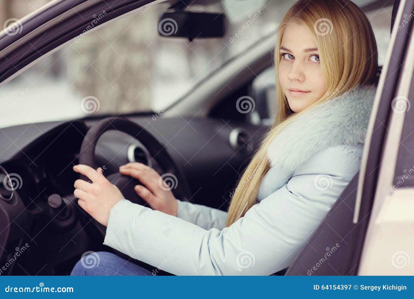 Girl driving a car stock image. Image of insurance, happy - 64154397