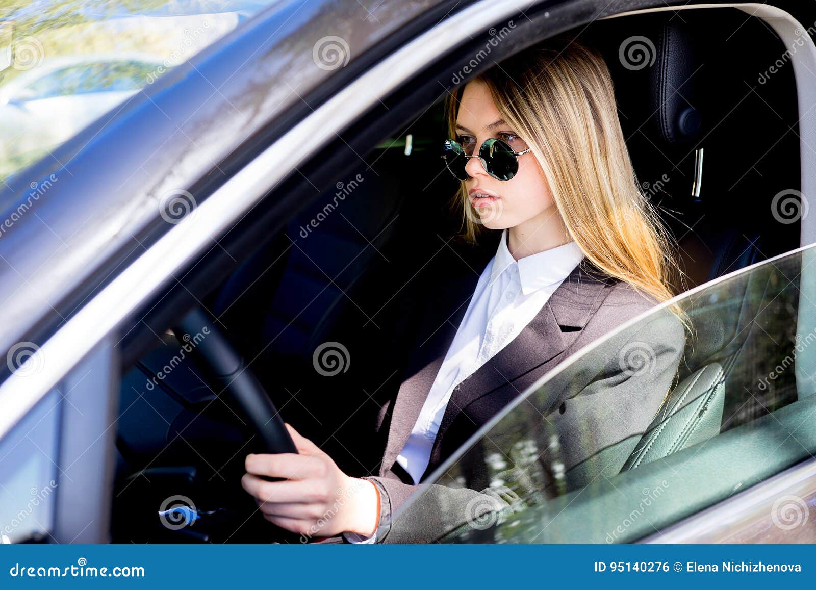 Girl driving a car stock photo. Image of journey, auto - 95140276