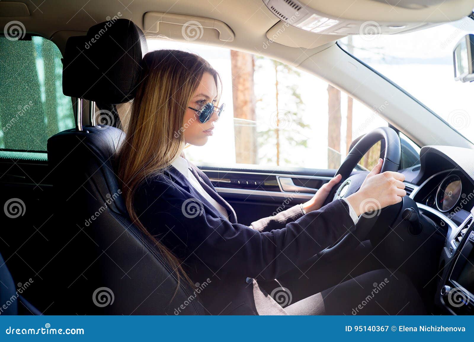 Girl driving a car stock image. Image of journey, portrait - 95140367