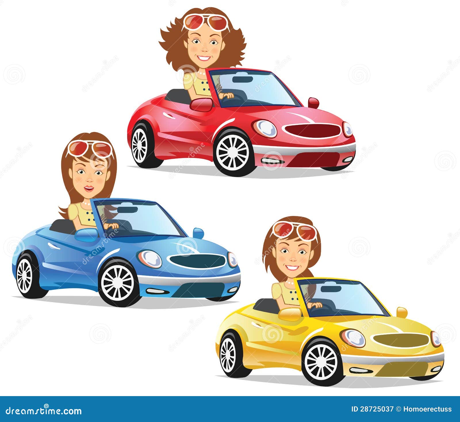 Girl Driving Convertible stock illustration. Illustration of traffic ...