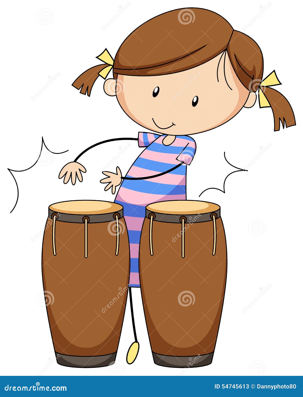 Girl and drums stock illustration. Illustration of drawing - 54745613