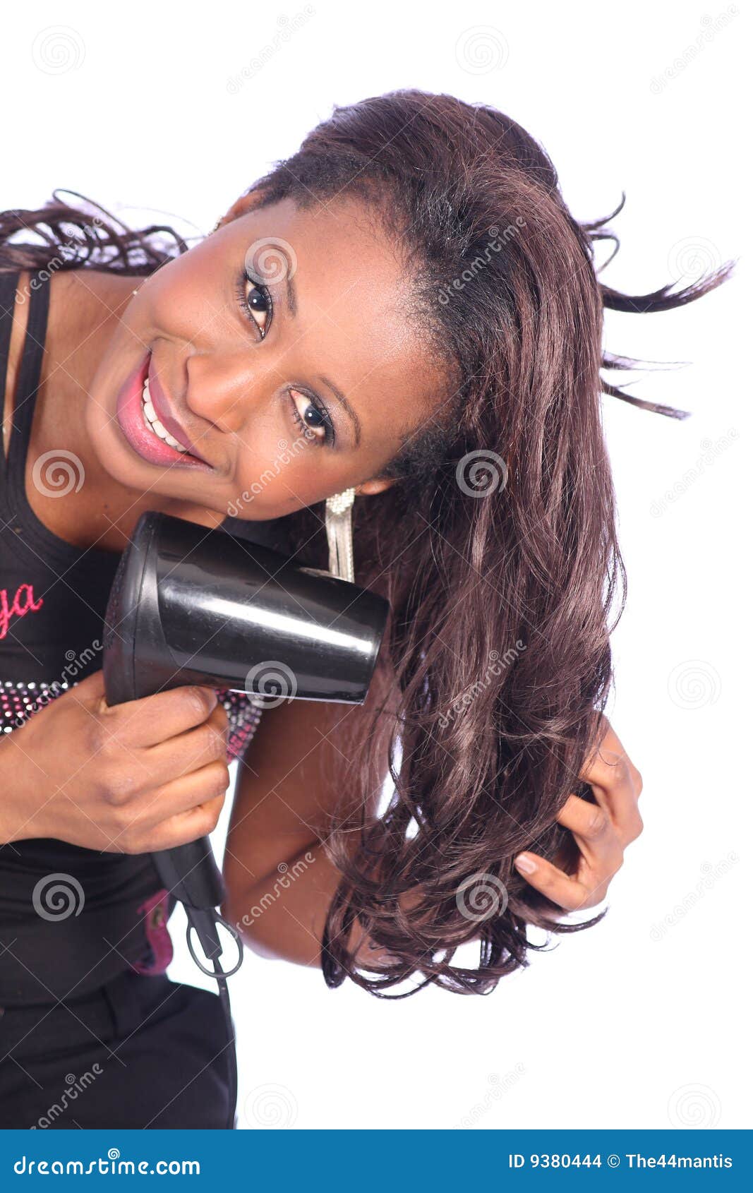 Girl drying hair stock photo. Image of makeup, girl, hair - 9380444