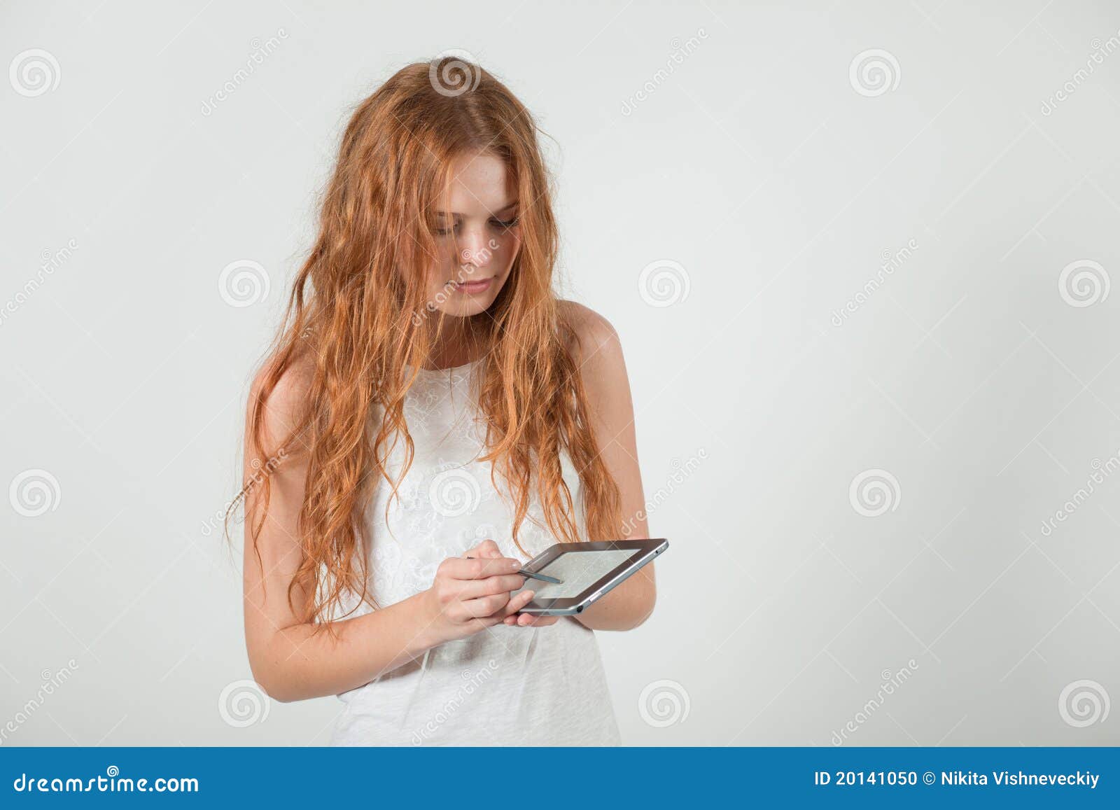 Girl with e-book stock photo. Image of caucasian, teenager - 20141050