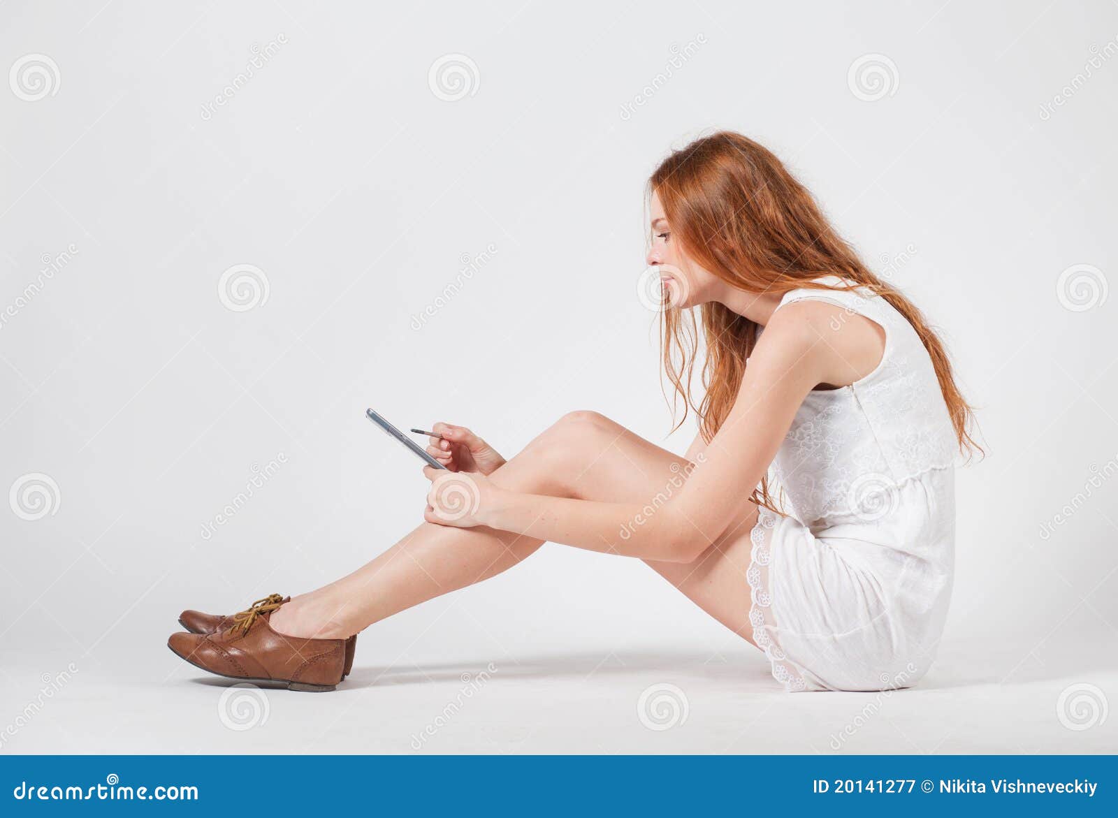 Girl with e-book stock image. Image of school, education - 20141277