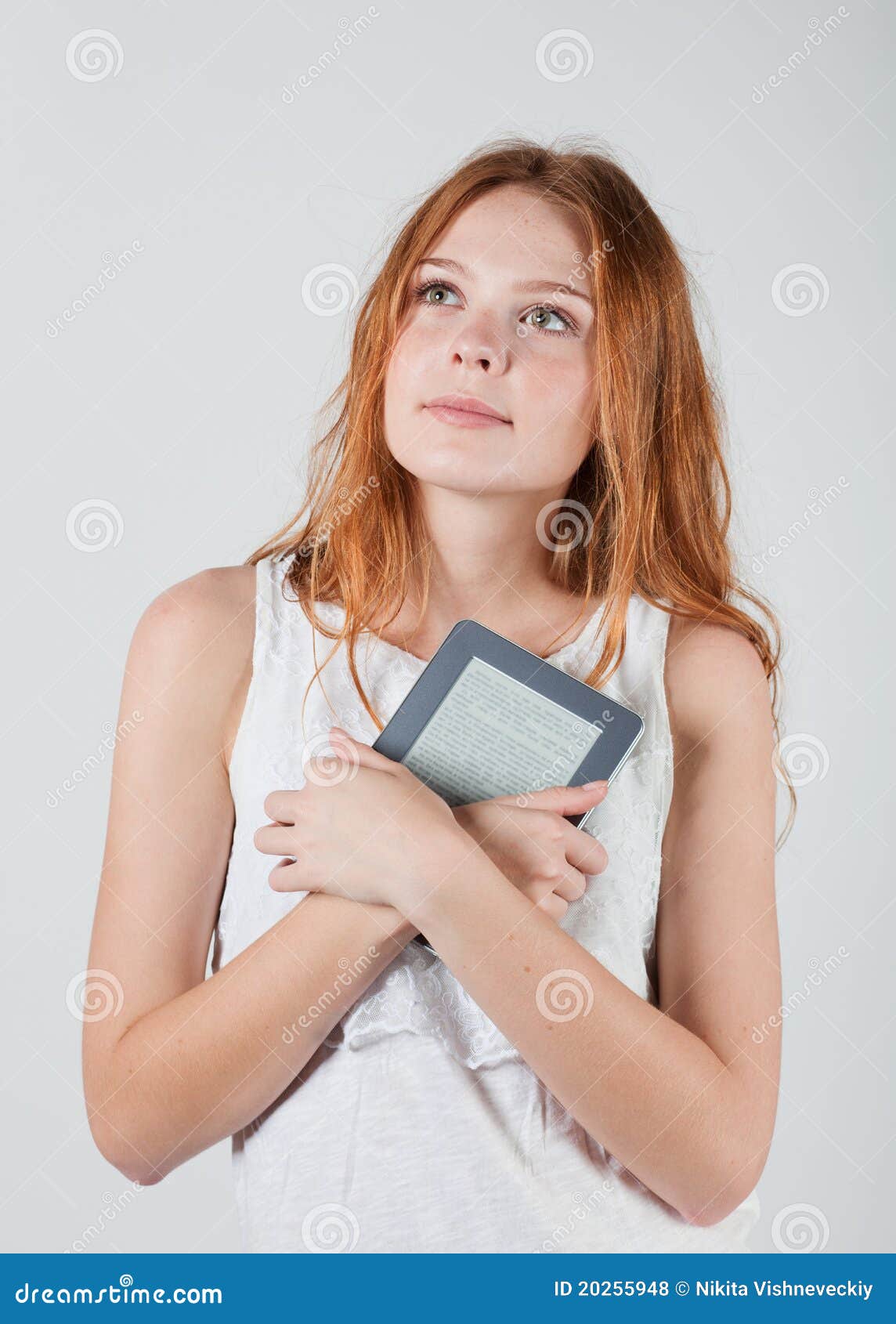Girl with e-book stock photo. Image of studying, person - 20255948