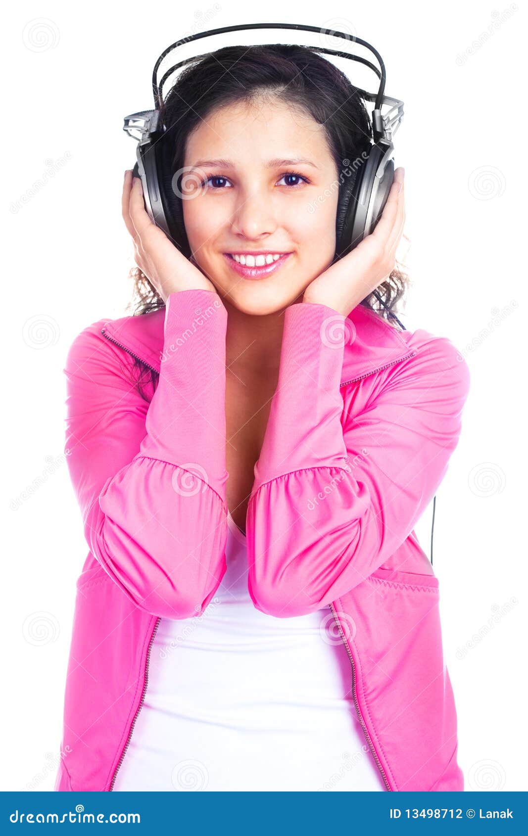 Girl with earphones stock photo. Image of happiness, female - 13498712