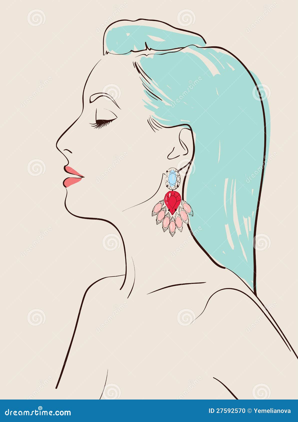 Girl with earring stock vector. Illustration of luxury - 27592570