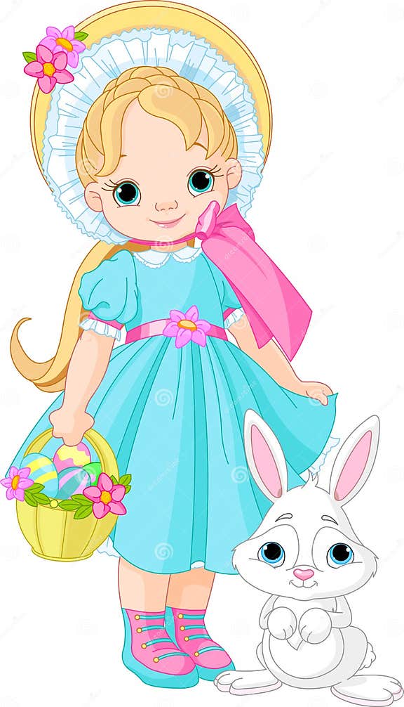 Girl with Easter rabbit stock vector. Illustration of clip - 23817050