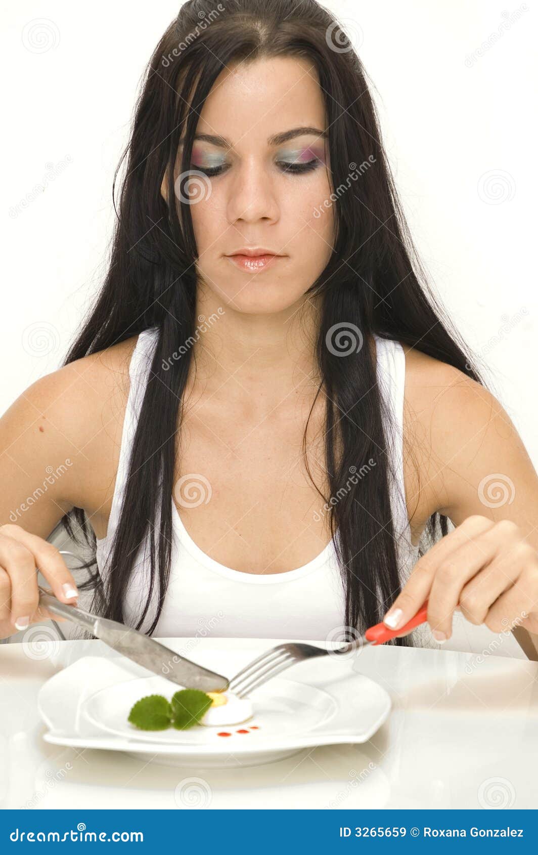 Girl eating stock image. Image of nutritious, girl, knife - 3265659