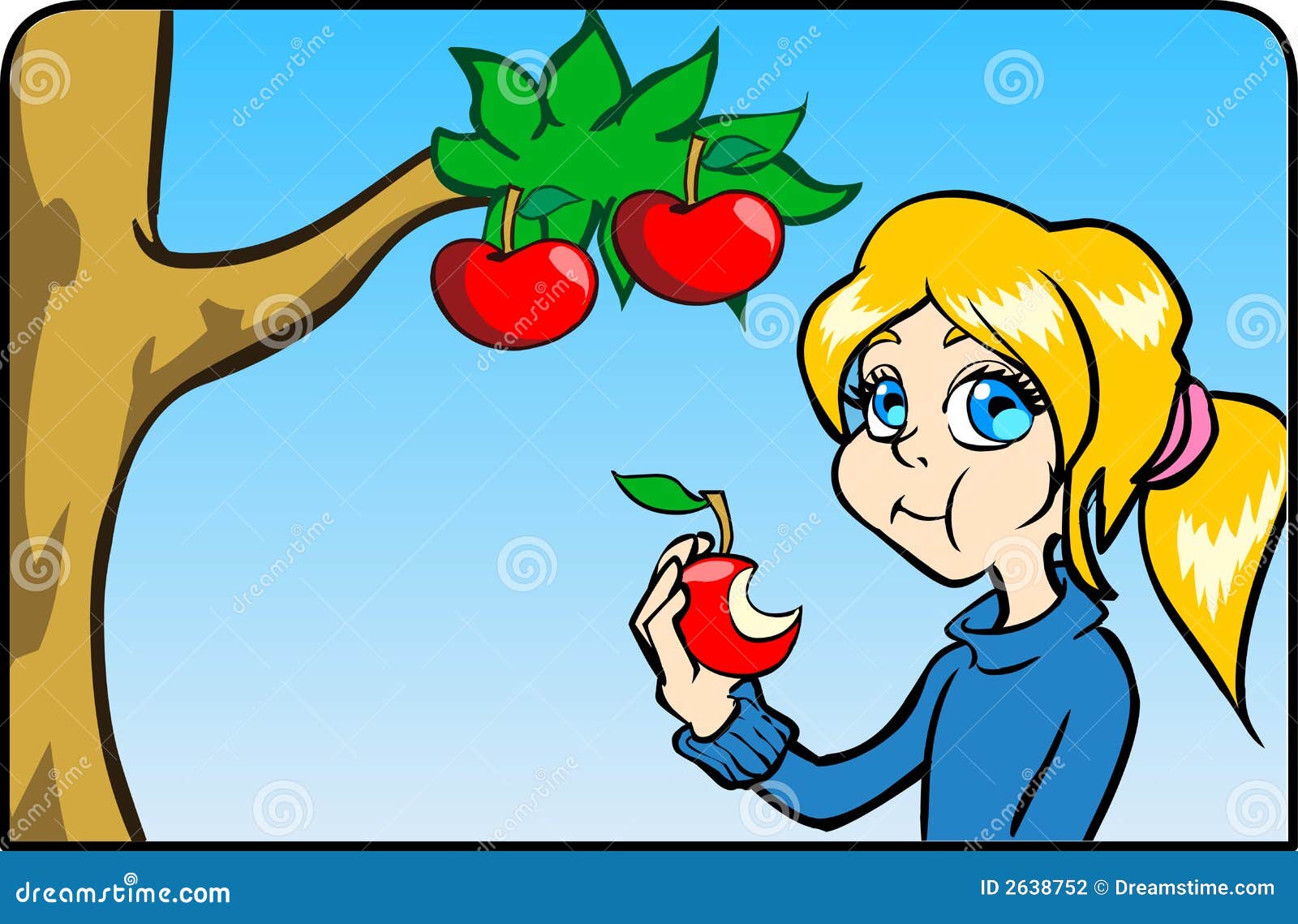 Girl Eating Apple stock vector. Illustration of cute, delicious - 2638752