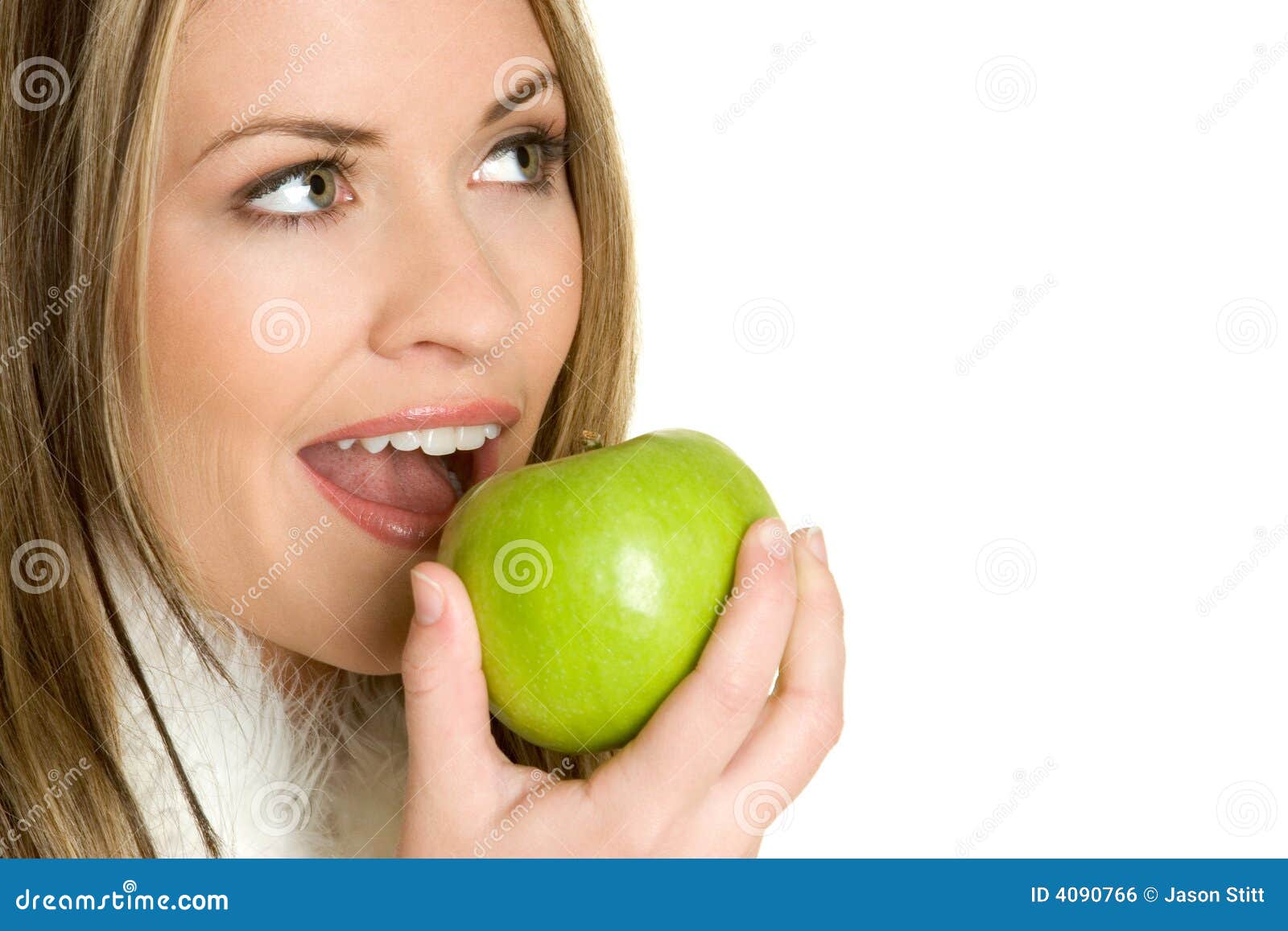 Girl Eating Apple stock photo. Image of space, copy, eating - 4090766