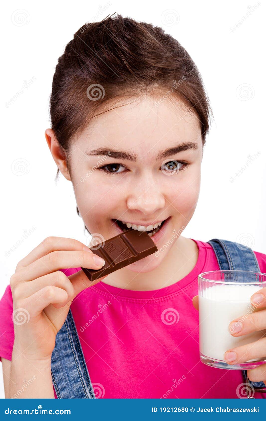 Girl Eating Bar of Chocolate Stock Photo - Image of child, cheerful ...
