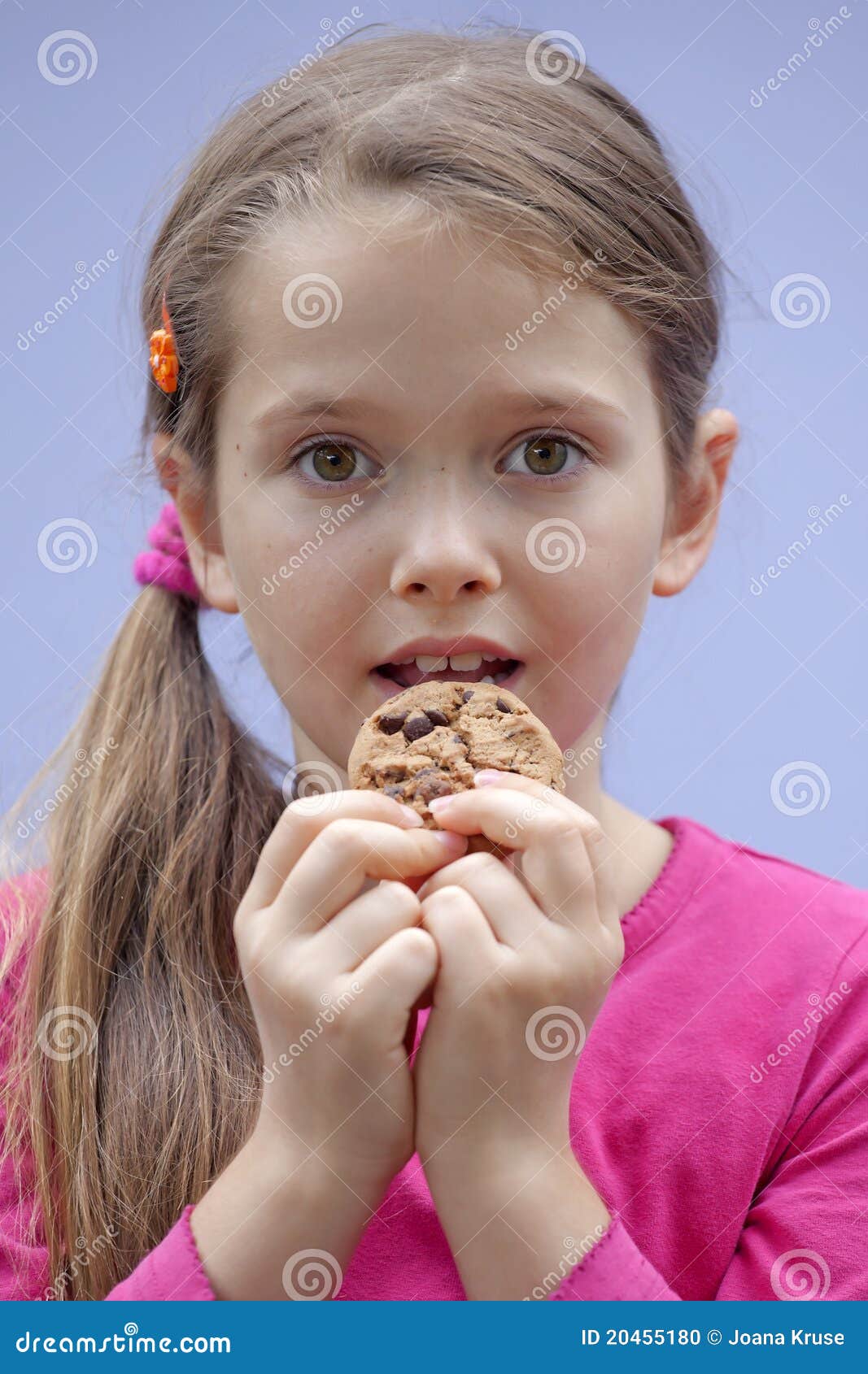 Girl Eating Chocolate Cookies Stock Photo - Image of portrait, eating ...