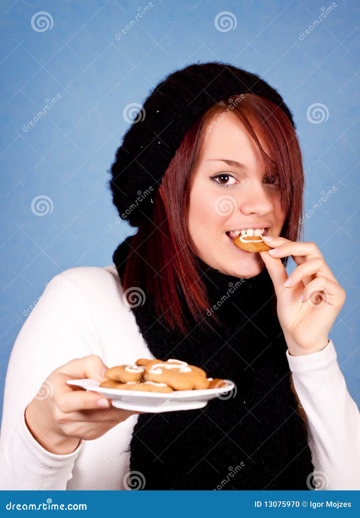 Girl eating cookies stock photo. Image of gift, cute - 13075970