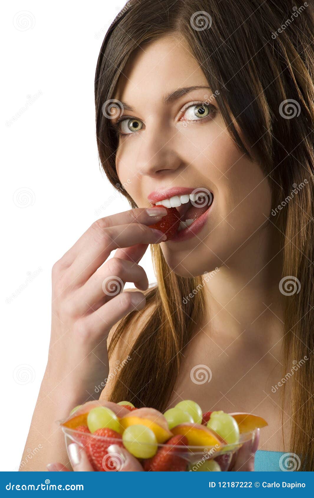 Girl eating fruit stock photo. Image of cute, gorgeous - 12187222