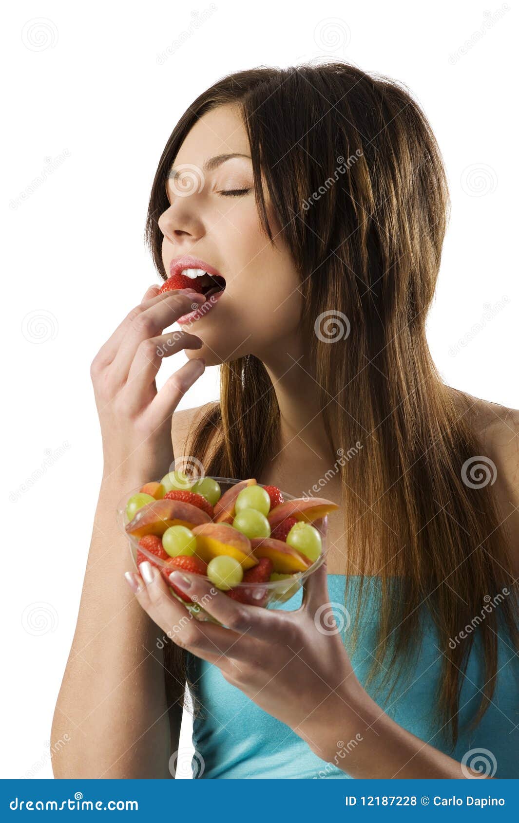 Girl eating fruit stock photo. Image of kiwi, beautiful - 12187228