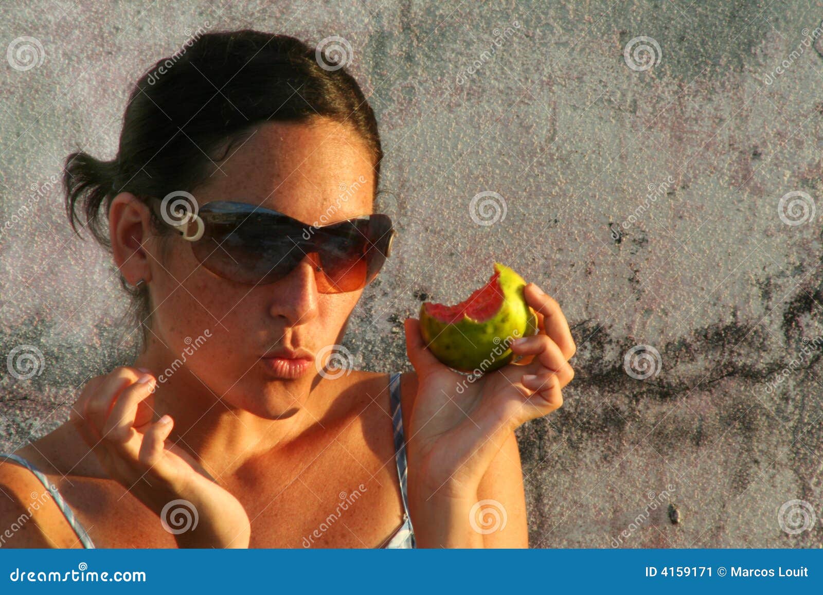 Girl eating a guava fruit stock image. Image of young - 4159171