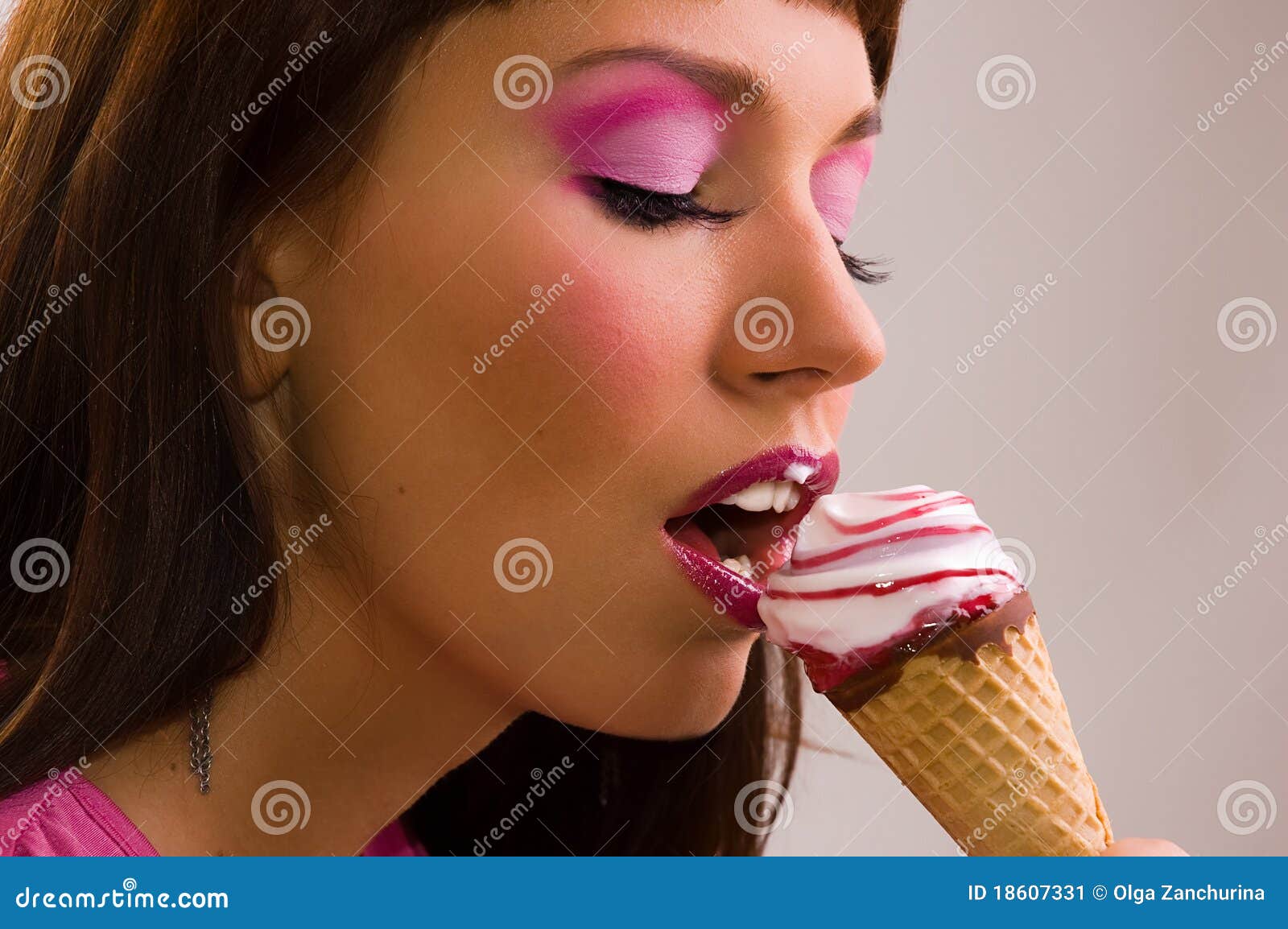 Girl eating ice cream stock image. Image of enjoyment - 18607331