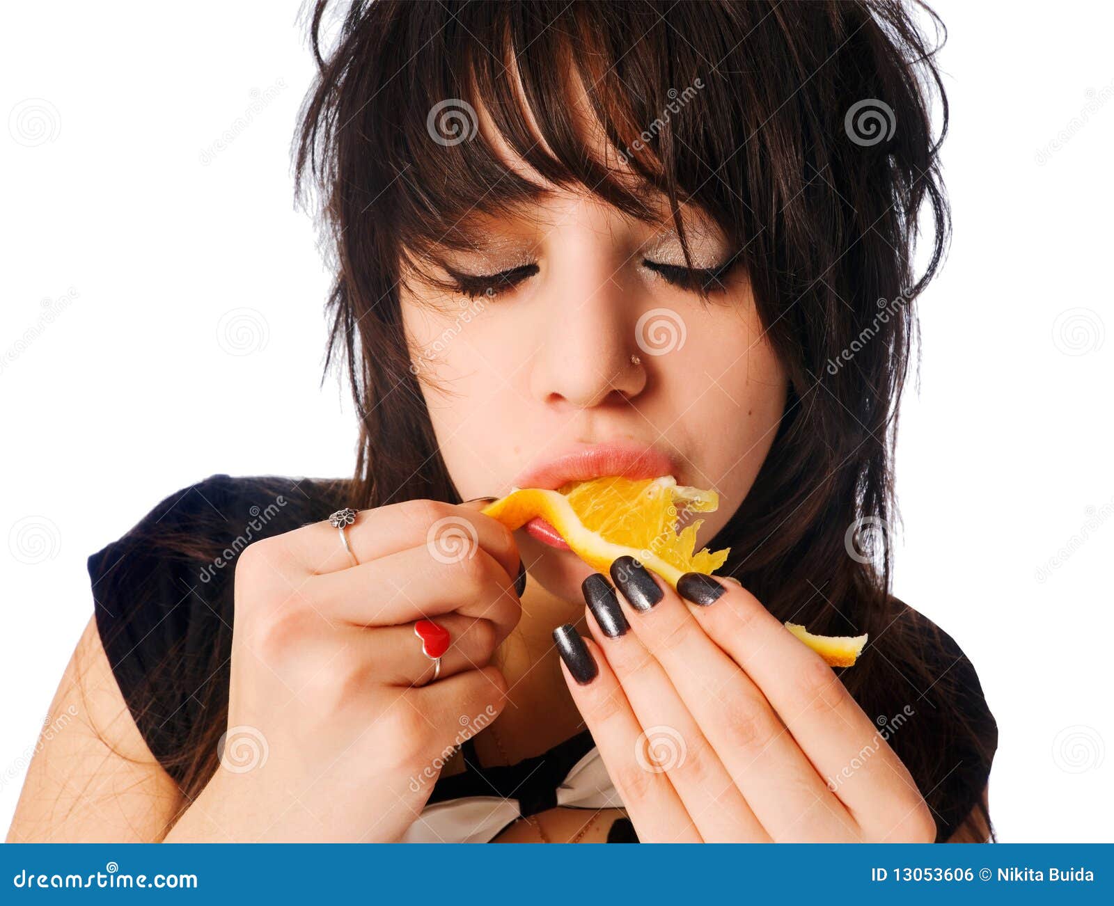 Girl eating orange stock photo. Image of white, caucasian - 13053606